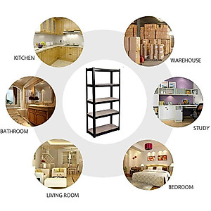 Garage Storage Shelves, 5-Tier Adjustable Metal Shelves for Storage, Shelving Unit Utility Rack Shelves for Warehouse Pantry Closet Kitchen, Organization Multipurpose Shelf 28"L x 12" D x 59" H, Black