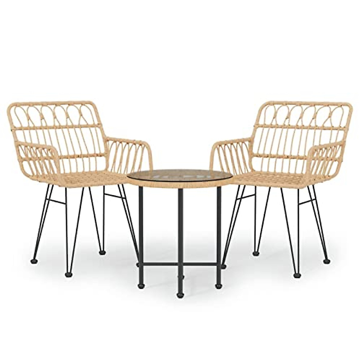 Camerina 3 Piece Patio Dining Set Outdoor Patio Dining Set Outdoor Patio Furniture Patio Set Patio Table and Chairs Set Poly Rattan 3157829