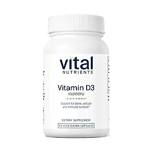 Vital Nutrients Vitamin D 10000 IU | Vitamin D3 Supplement | Healthy Bones, Teeth, Muscles*| Cellular & Immune Function | Calcium Absorption | Gluten, Dairy and Soy Free | 60 Capsules