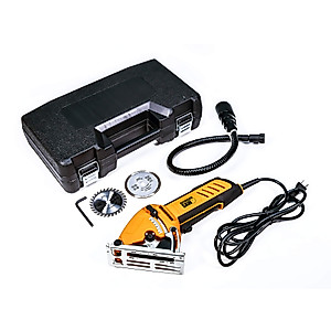 Official ROTORAZER Compact Circular Saw Set DIY Projects -Cut Drywall, Tile, Grout, Metal, Pipes, PVC, Plastic, Copper, Carpet w Blades, Dust Collector & Case AS SEEN ON TV