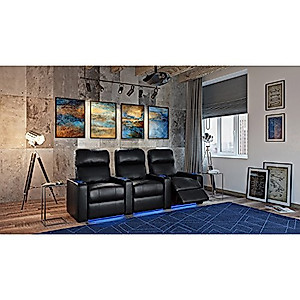 Octane Turbo XL700 Row of 3 Seats, Straight Row in Black Leather with Power Recline