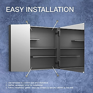 KOHLER Medicine Cabinet, Bathroom Medicine Cabinet, Slow-Close Mirrored Door and Interior, Surface or Recessed Installation