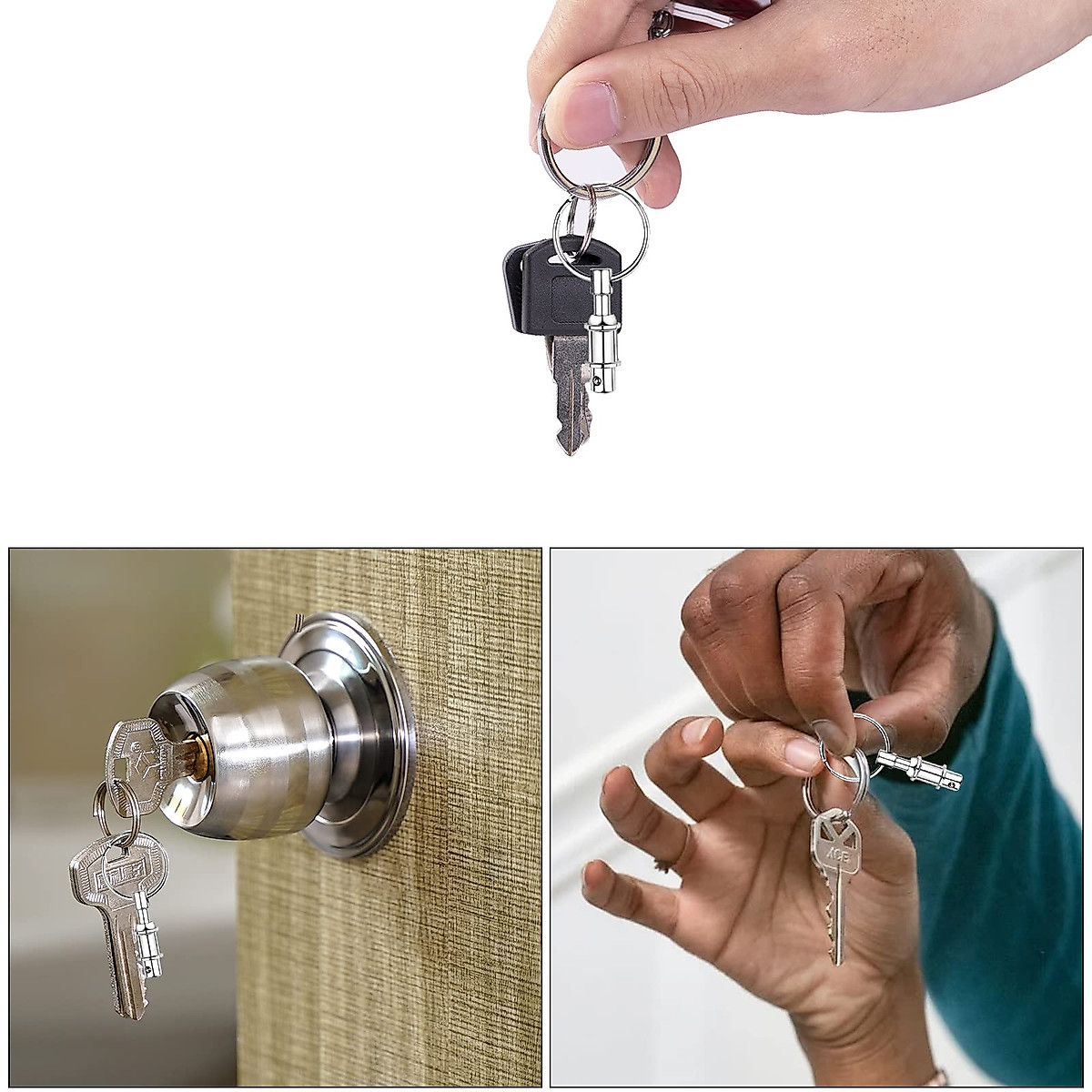 BLMHTWO 6PCS Quick Release Keyrings, Double-headed Detachable keyring Metal Pull Apart Keychain with 2 Split Key Rings Chain Lock Holder for Bag Purse Travel Home Office (Silver)