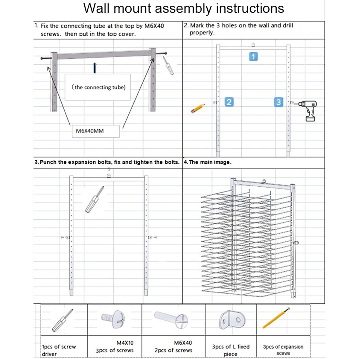 Metal Steel Art Drying Rack for Painting Panels, Paper & Prints, Artwork Storage Display Rack with Wire Shelve for Classrooms, Art Studio and Home Use, White+Black (Size : A- Wall Mounted)