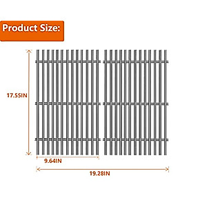 FCCUM Stainless Steel BBQ Grates, 304 Stainless Steel Solid Grates, Suitable Weber Genesis Silver/Gold B & C、 Spirit、and Other Models of Gas Grills, 17.55 inches Long / 9.64 inches Wide, Two-Piece
