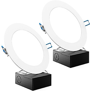 Sunco 2 Pack 6 Inch Ultra Thin LED Recessed Ceiling Lights, 5000K Daylight, Dimmable, 14W, Wafer Thin, Canless with Junction Box
