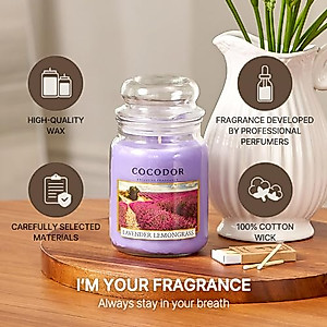 COCODOR Candle Tea Rose Scented, Large Glass Jar 18oz Wick Candle, 110 Hours of Burn Time