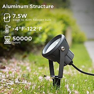UME 7.5W Smart RGB Color Changing Christmas Lighting LED 120v AC Landscape Lights with APP Control, 400Lumens Bluetooth IP65 Waterproof, Path Lights for Garden Yard Pool Patio Flag Outdoor Spotlights