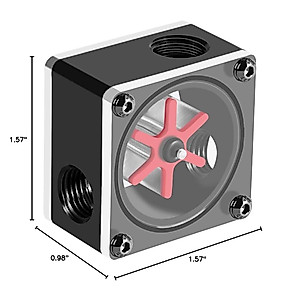 G1/4 Thread 6 Impeller 3 Ways Flow Meter Indicator Computer Flow Meter Water Flow Meter for PC Computer Water Cooling System, Easy to Install and Use (3 Ways)