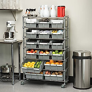 Seville Classics Commerical Grade NSF-Certified Bin Rack Storage Steel Wire Shelving System - 16 Bins - Gray