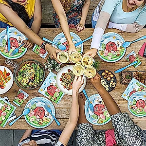 Piooluialy Farm Animal Party Supplies Tableware Set - Farm Birthday Baby Shower Decorations Include Dinner Plates, Cups, Napkins, Cutlery, Farm House Animal Barnyard Theme Party Supplies | Serves 24