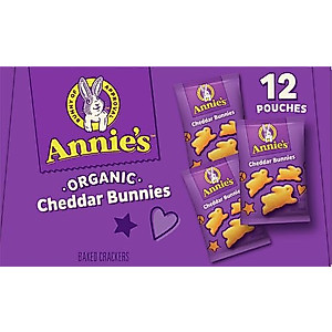 Annie's Organic Cheddar Bunnies Baked Snack Crackers, 12 oz., 12 Pouches (Pack of 4)
