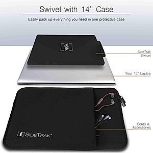 SideTrak Swivel Attachable Portable Monitor for Laptop 12.5” FHD IPS Laptop Screen with 14” Protective Case | Compatible with Mac, PC, & Chrome | Fits All Laptop Sizes | Powered by USB-C or Mini HDMI