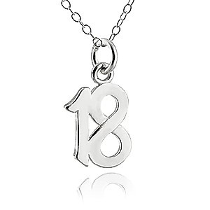 FashionJunkie4Life Number 18 Necklace Women & Men | 18” Sterling Silver Necklace with Number 18 Pendant | Gifts for Sports Lovers or Athlete