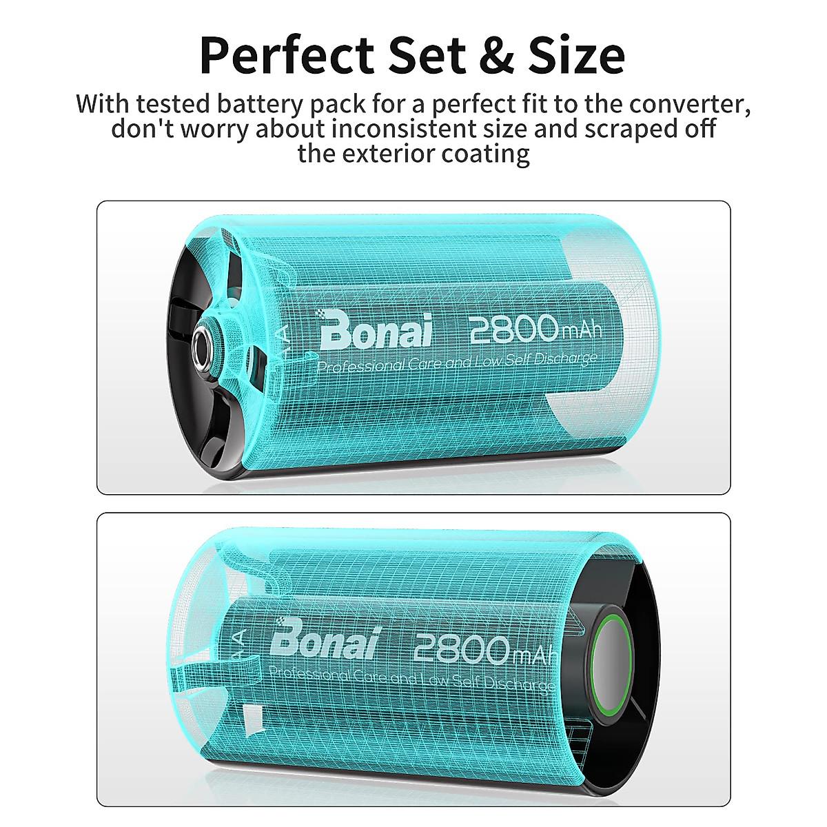 BONAI D Battery Converter with AA Rechargeable Battery Charger Set,4 Rechargeable D Batteries AA to D Battery…