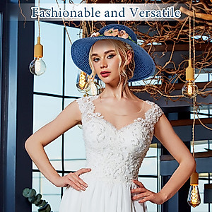 8 Pcs Tea Party Hat Bulk for Women Flower Lace Ribbon Wide Brim Hats Fancy Straw Hat with Flowers Caps Fascinator Hats for Tea Party Birthdays Supplies Multicolor