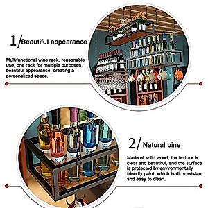 BUYFKG Industrial Ceiling Wine Rack, Iron Solid Wood Ceiling Wine Holder, with 1m Long Iron Chain Industrial Retro Shelves, Restaurants/Bar/Kitchen Storage Shelf (Size : 80cm)