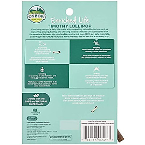 Oxbow Animal Health Bundle of 2 Enriched Life Timothy =Lollipop Small Animal Chew Treats: Apple and Carrot