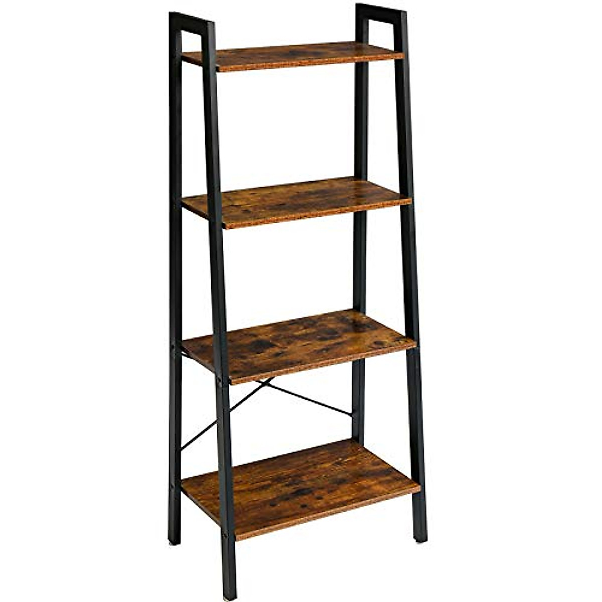 YMYNY Industrial Ladder Shelf, 4+6-Tier Bookcase with Metal Frame, 78.7"+58.5" Open Bookshelf, HTMJ014H+RF-TM018