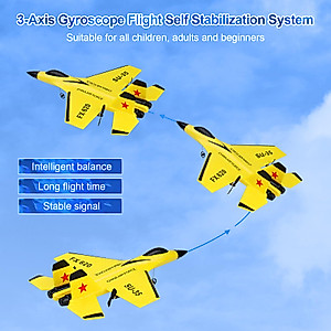 RC Airplane 2CH RC Plane Ready to Fly 2.4GHz Remote Control Plane SU35 RC Jet Easy to Fly Airplane Toys for Boys Gift for Kids Beginners with Night Lights USB Charging（Yellow