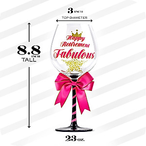 Happy Retirement Party Wine Glass for Women | Fun Gift Idea for Retired Female Coworker, Colleague, Best Friend, Mom, Teacher, Doctor, Boss | Funny 23 oz Cocktail Glass Present for Woman