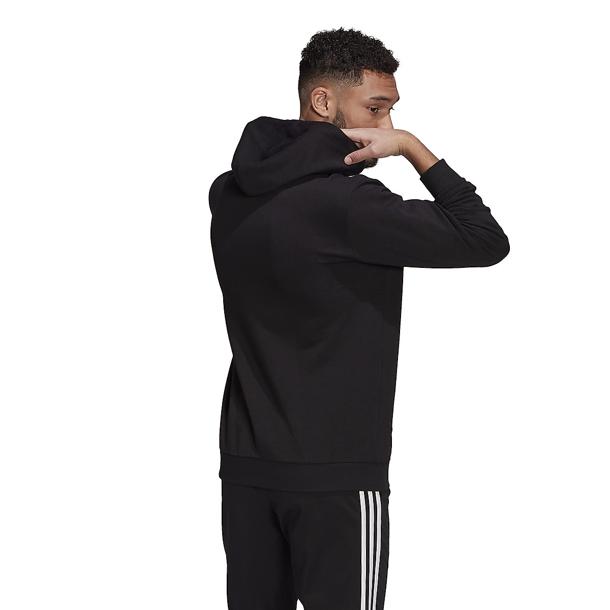 adidas Men's Essentials Big Logo Hoodie, Black/White, Medium