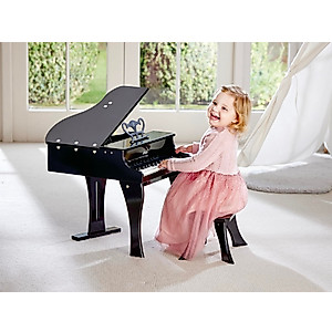 Hape Classic Grand Black Piano| Thirty Key Wooden Keyboard Musical Toy Set for Kids Age Year 3 and up