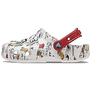 Crocs Unisex-Child Classic Peanuts Snoopy Clogs, White/Multi, 4 Toddler