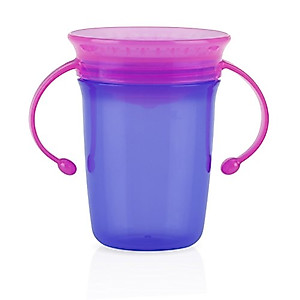 Nuby Plastic 1pk No Spill 2-Handle 360 Degree Wonder Cup - Colors May Vary, Red/Green/Pink/Aqua/Purple/Orange