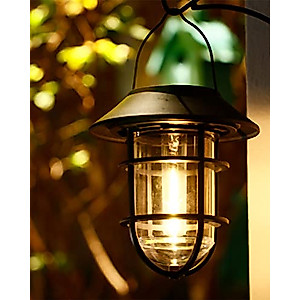 Icerona Solar Lantern Hanging Solar Lights, Metal Waterproof Solar Lights Outdoor with Hooks, 2 Pack Garden Lights Outdoor Decorative for Patio Porch Yard Fence