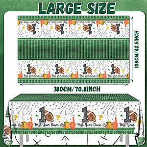 Juweked 3Pcs 1st Birthday Tablecloth Football Tablecloth Plastic First Year Down Table Cloth for First Year Down Birthday Party Football First Birthday Tablecloths Football Party Decorations