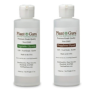 Vegetable Glycerin and Propylene Glycol 4 oz. Each Food Grade USP Kosher 99.9% Pure