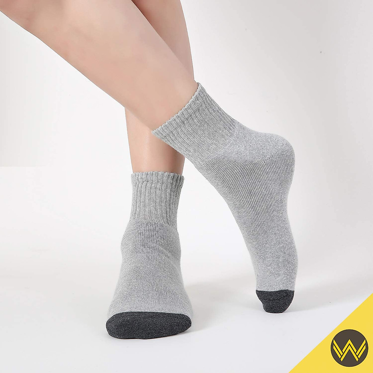 WANDER Men's Athletic Ankle Socks 3-8 Pairs Thick Cushion Running Socks for Men&Women Cotton Socks 7-9/9-12/12-15 (8 Pair Grey, Shoe Size: 9-12)
