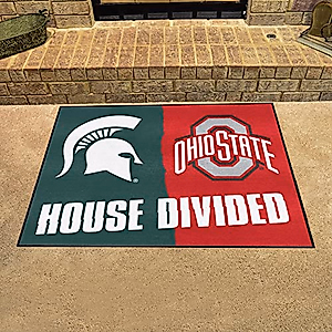 FANMATS 22316 Michigan State / Ohio State House Divided Rug - 34 in. x 42.5 in.