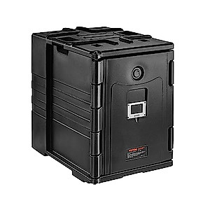 VEVOR Insulated Food Pan Carrier, 82 Qt Hot Box for Catering, LLDPE Food Box Carrier w/Double Buckles, Front Loading Food Warmer w/Handles, Stackable End Loader for Restaurant, Canteen, etc. Black