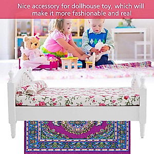 3Pcs Dollhouse Decoration Accessories, 1Pc Mini Dollhouse Furniture Bed and 2Pcs Miniature Carpet Turkey Rugs for Kids Gift