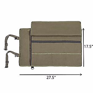 Heavy Duty 16 OZ Waxed Canvas Knife Roll Case With 11 Pockets, Easily Carried With Shoulder Strap