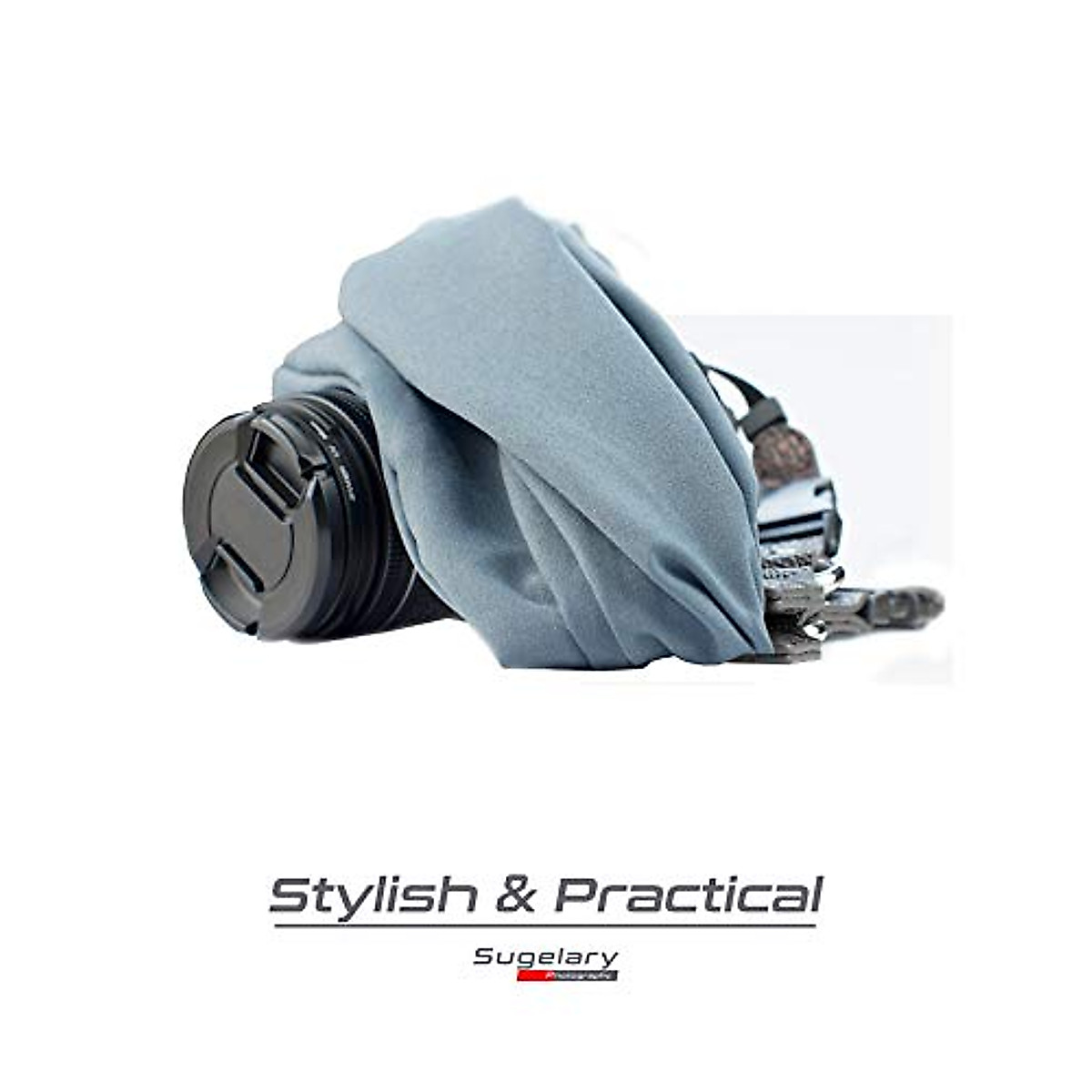 Sugelary Camera Shoulder Neck Strap, Vintage Fabric Satin Scarf Camera Strap for All DSLR Camera Nikon Canon Sony Pentax (Grey)