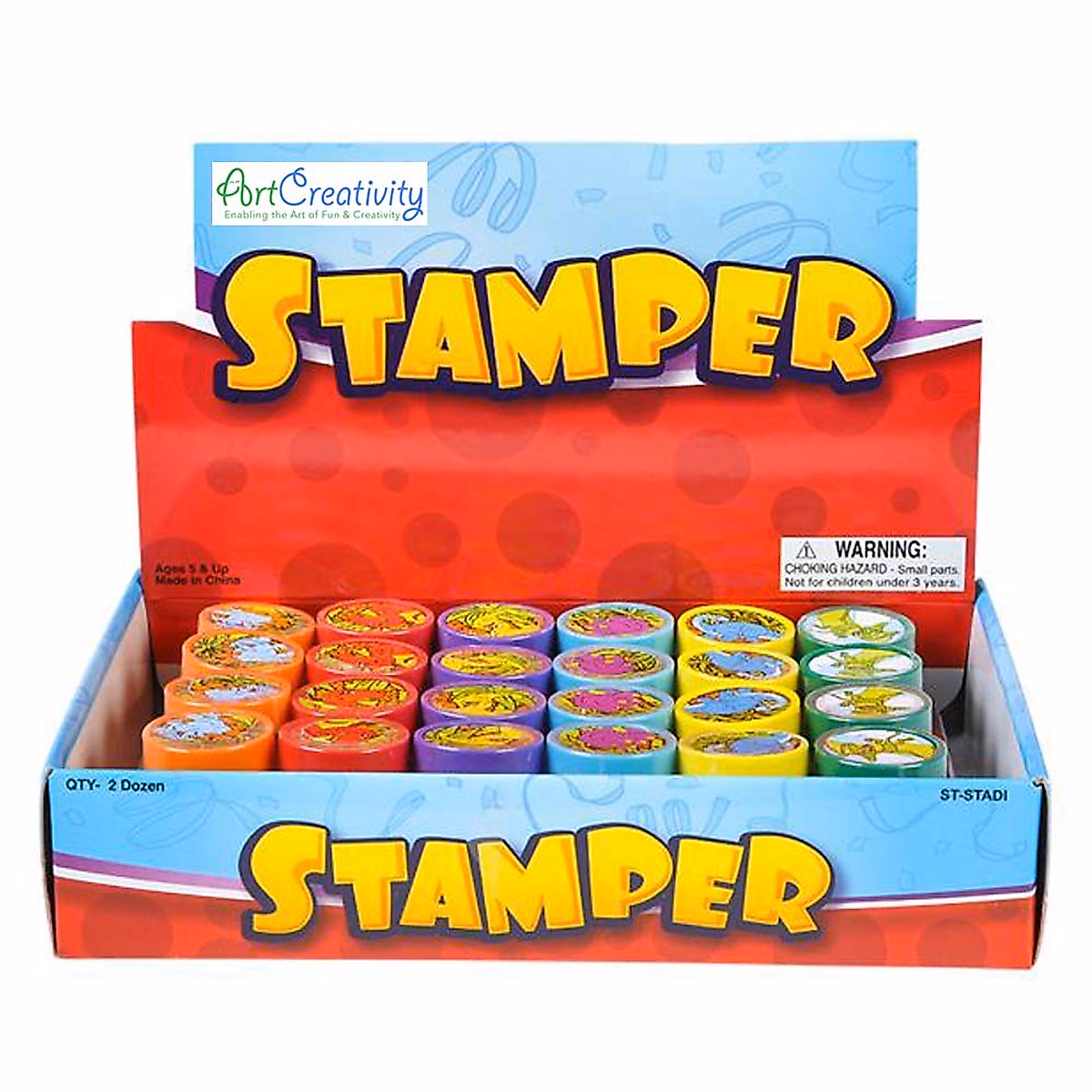 ArtCreativity Dinosaur Stampers for Kids, Pack of 24, Pre-Inked Dino Stampers for Children, Dinosaur Birthday Party Supplies and Favors, Piñata Fillers, Arts n Crafts, Assignment Stamps for Teachers