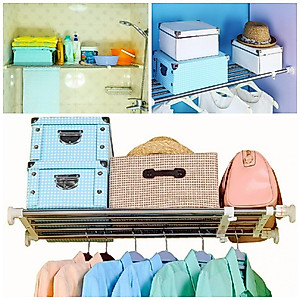 BAOYOUNI Closet Tension Shelf Rod Heavy Duty Wardrobe Organizer Adjustable Storage Shelves Rack DIY Closet Dividers Separators for Kitchen Bathroom Bedroom Garage, 19.69-31.5 Inches