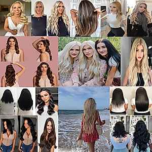 Anihiho Tape in Hair Extensions Human Straight Hair Extensions Tape in Real Human Hair for Women (16inch 50g, Jet Black)