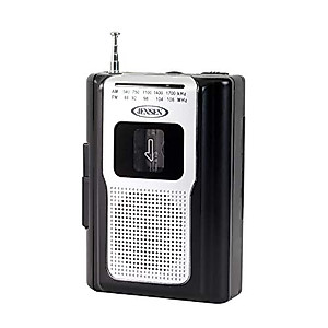 Jensen CR-100 Retro Portable AM/FM Radio Personal Cassette Player Compact Lightweight Design Stereo AM/FM Radio Cassette Player/Recorder & Built in Speaker (Black Series)