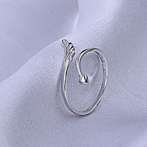 U-K Jewelry -Women's Ring Sterling Silver Heart Shaped Love Angel Wings Adjustable Ring Stable Professional Processed