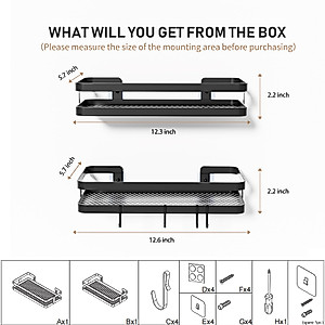 WXCGX Shower Caddy 2 Pack - Shower Organizer for Extra-Large Bathroom Storage with 4 Removable Hooks - Rustproof Bathroom Shower Shelves - Adhesive Or Drilling Wall Shower Shelf for Inside Shower