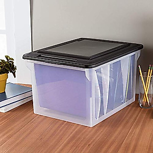 Sterilite 18689004 Versatile Clear Home Organizing Storage File Container Box with Black Secure Seal Lid for Letters and Legal Sized Folders (8 Pack)