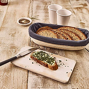 XDLEX Bread Proofing Baskets Set of 1 10 inch Oval Shaped Dough Proofing Bowls w/Liners Perfect for Professional & Home Sourdough Bread Baking