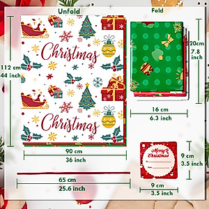 DLY Large Christmas Gift Bags, 36" x 44" Large Christmas Bags, Jumbo Christmas Gift Bags, Extra Large Christmas Gift Bags with Name Tag Card and String (6 PCS)