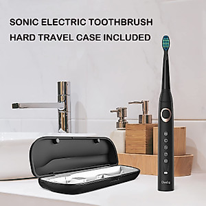 Dnsly Electric Toothbrush for Adults with 5 Modes Sonic Cleaning,Whitening Rechargeable Toothbrushes with 2-Min Smart Timer, 8 Brush Heads,1 Travel Case,Toothbrush 4 Hours Charge for 30 Days Use