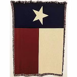 Texas State Flag Blanket - Gift Soft Tapestry Throw Woven from Cotton - Made in The USA (69x48)