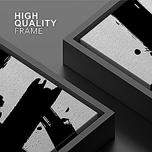 SIGNWIN Framed Canvas Print Wall Art Black Ink Paint Stroke Grid Landscape Abstract Shapes Illustrations Modern Art Minimal Relax/Calm Multicolor for Living Room, Bedroom, Office - 24"x36" Black